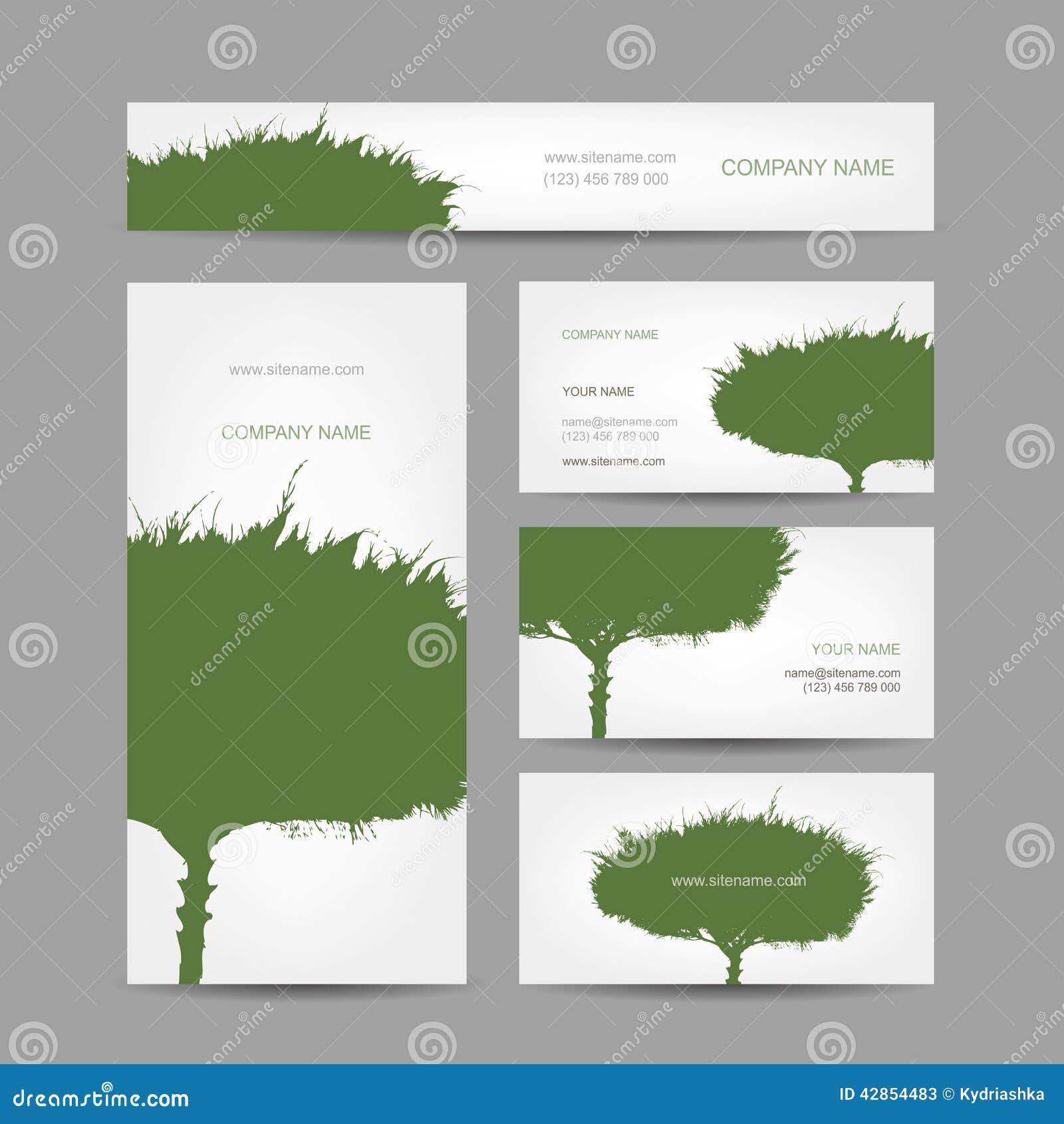 Business Cards Collection, Green Tree Design Stock Vector ...