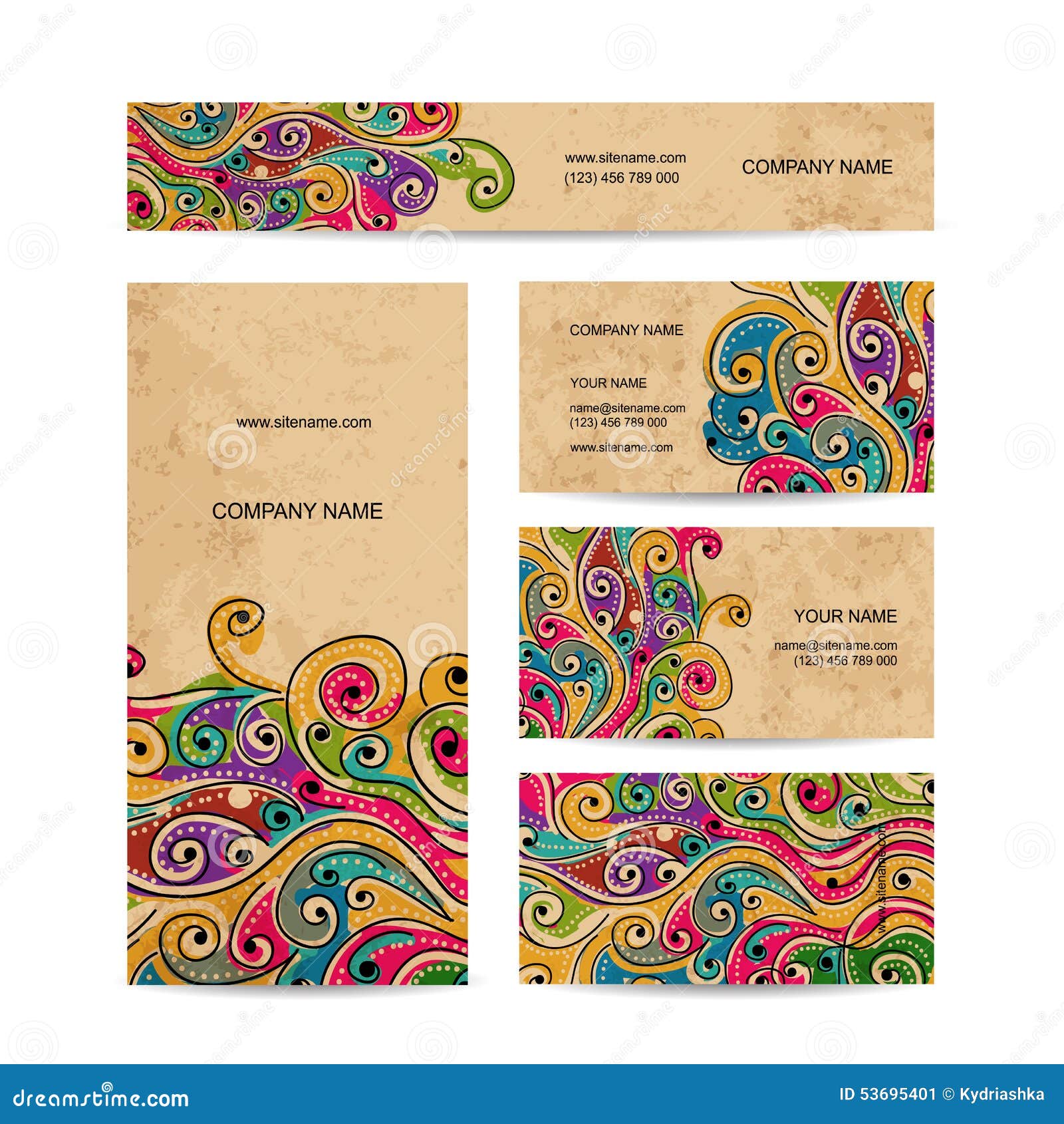Business Cards Design with Grunge Wave Pattern Stock Vector ...