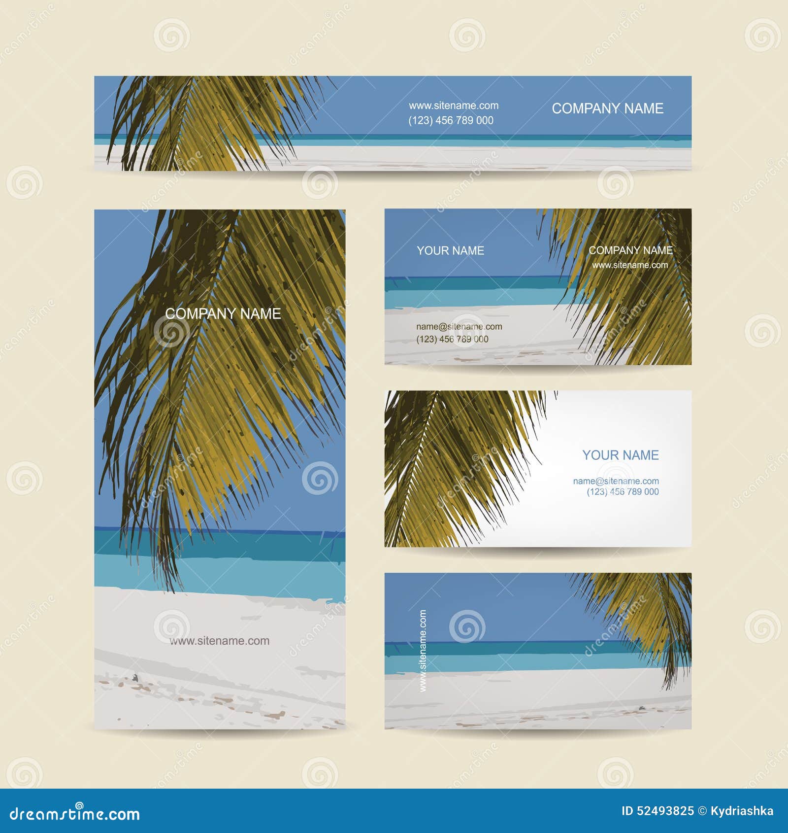 Business Cards Design, Tropical Island Stock Vector - Illustration of ...