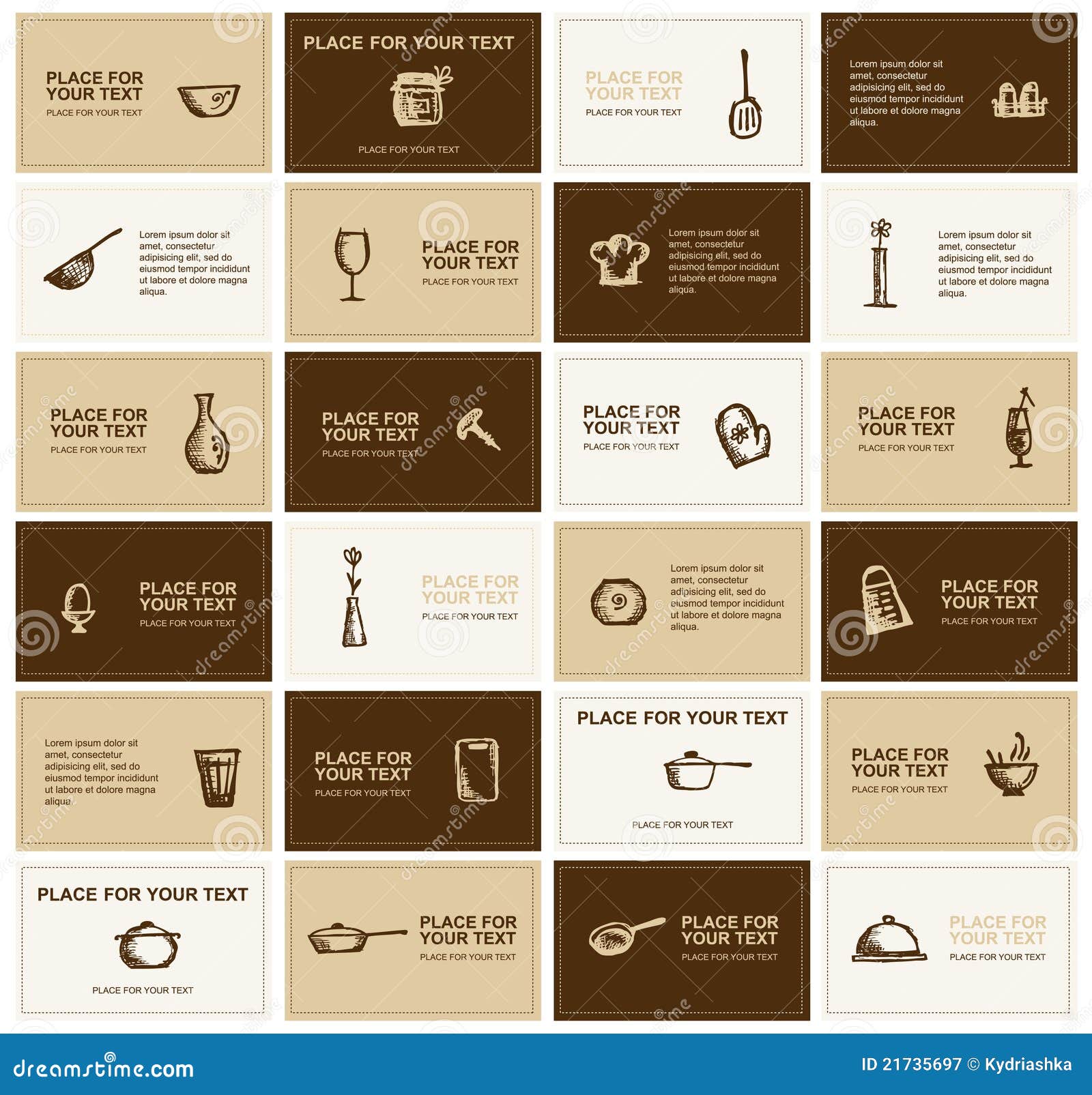Business Cards with Kitchen Utensils Stock Vector - Illustration of ...