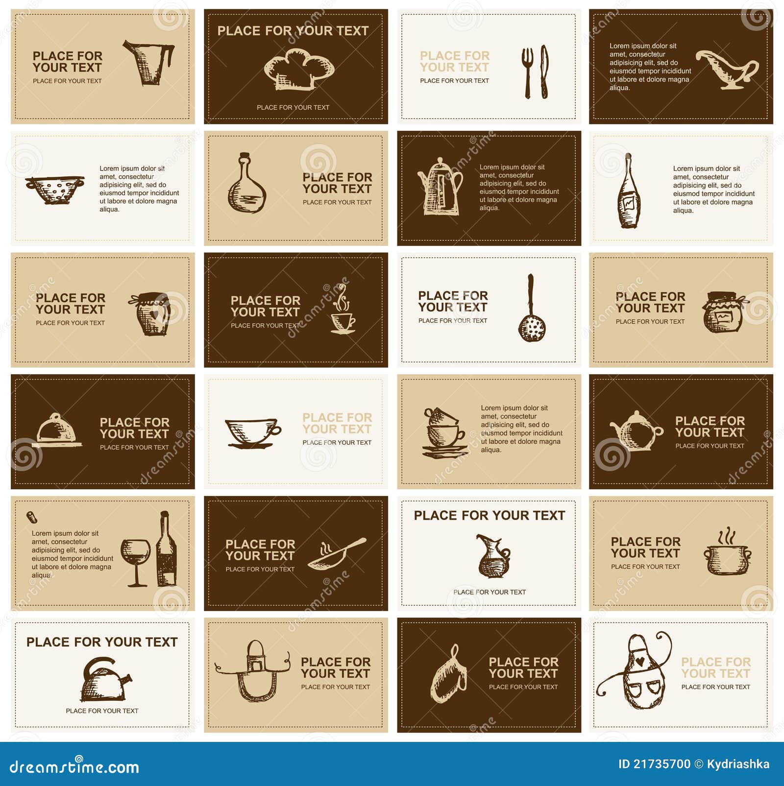 Business Cards with Kitchen Utensils Stock Vector - Illustration of ...