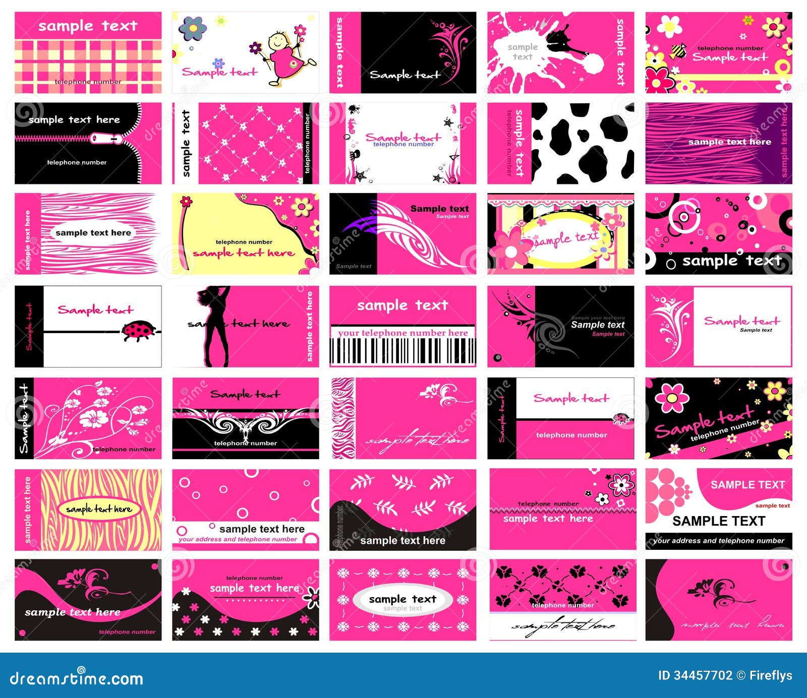 Business cards for ladies stock vector. Illustration of cool - 34457702