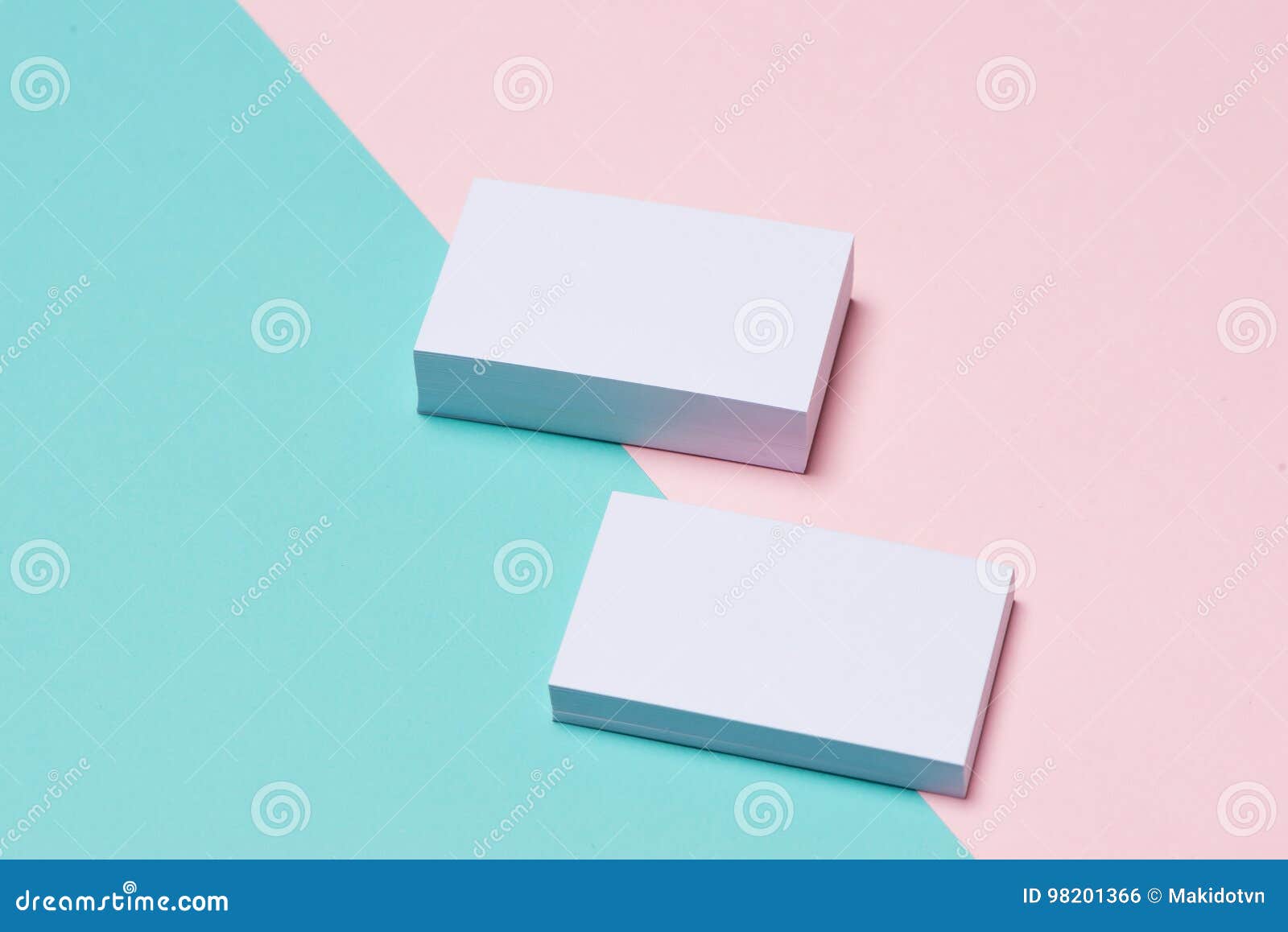 Business Cards Mockup on Two Color Background Stock Photo - Image of ...