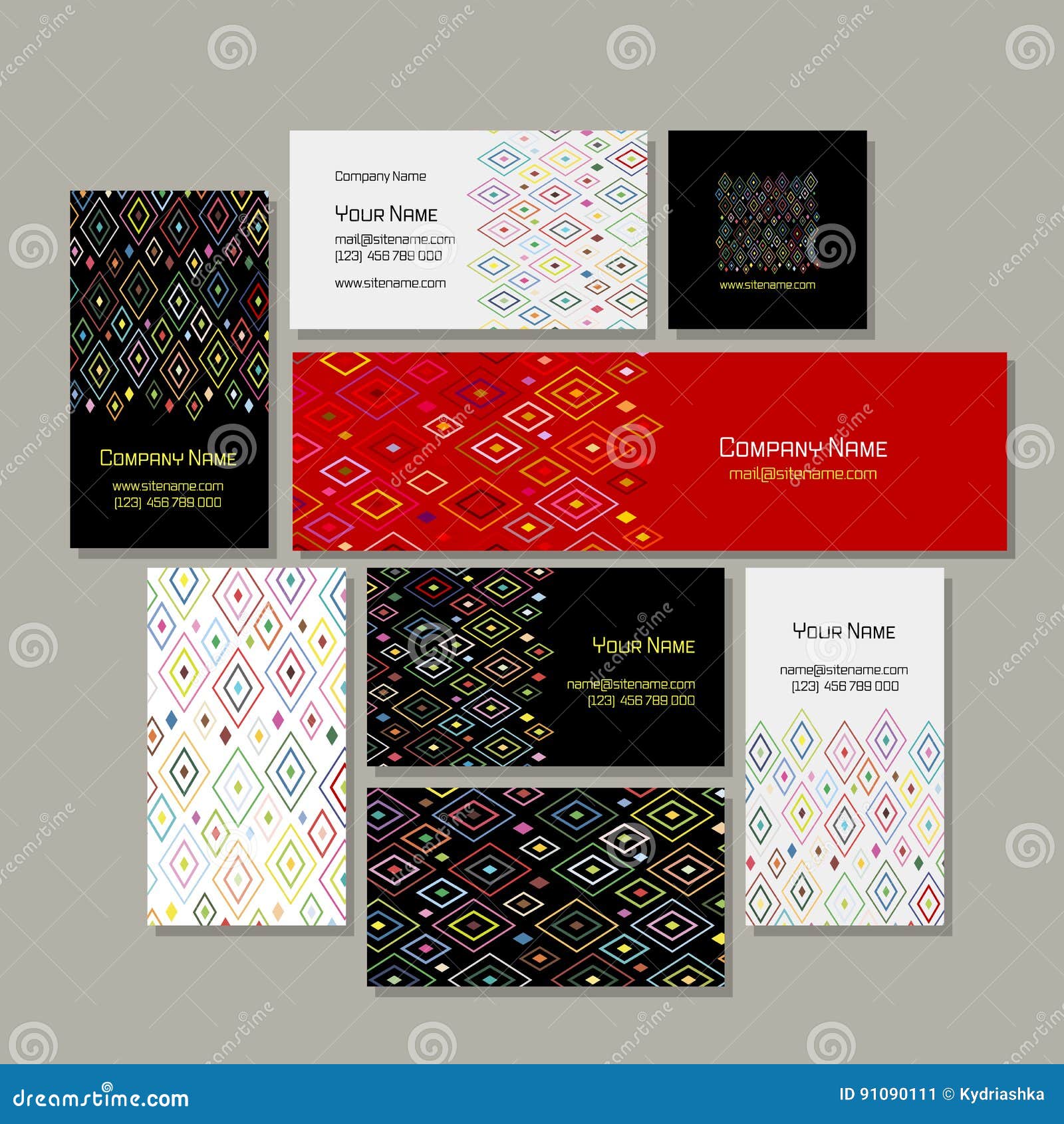 Business Cards Set, Abstract Geometric Design Stock Vector ...