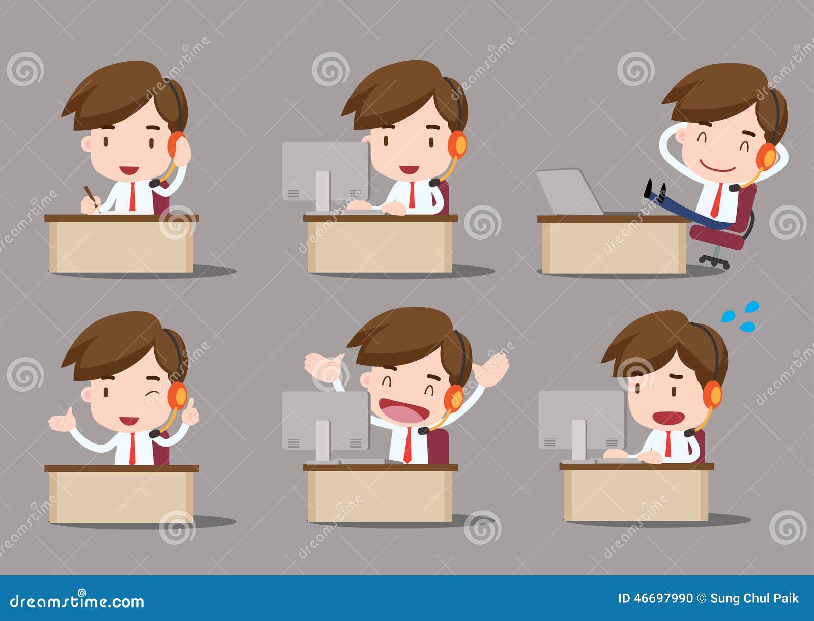 Business Cartoon, Call Center Stock Vector - Illustration of holding ...