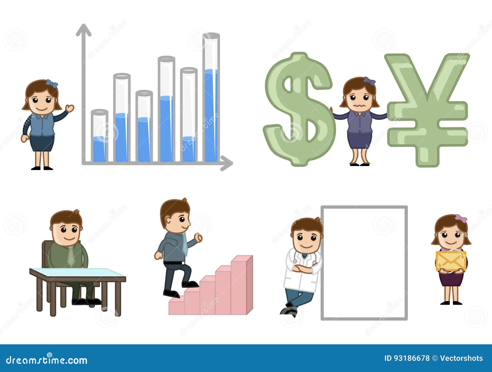 Business Cartoon Graphics Set Stock Vector - Illustration of restaurant ...