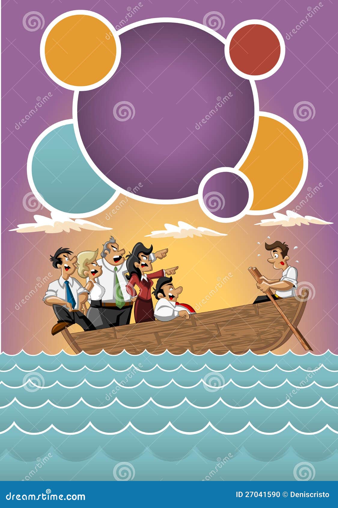 Business Cartoon Team on Boat Stock Vector - Illustration of color ...