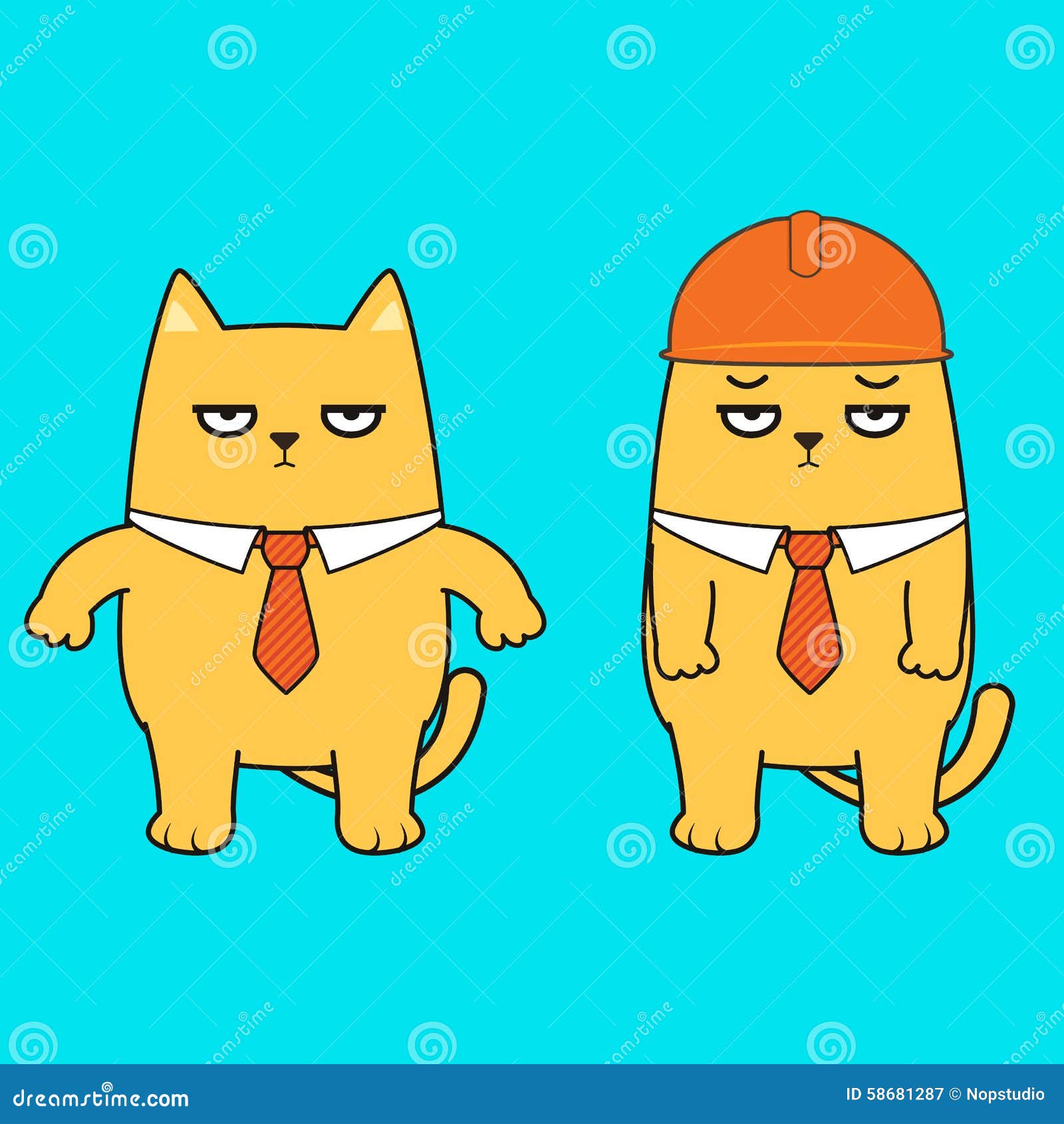 Business Cat Cartoon Character Stock Vector - Illustration of orange ...