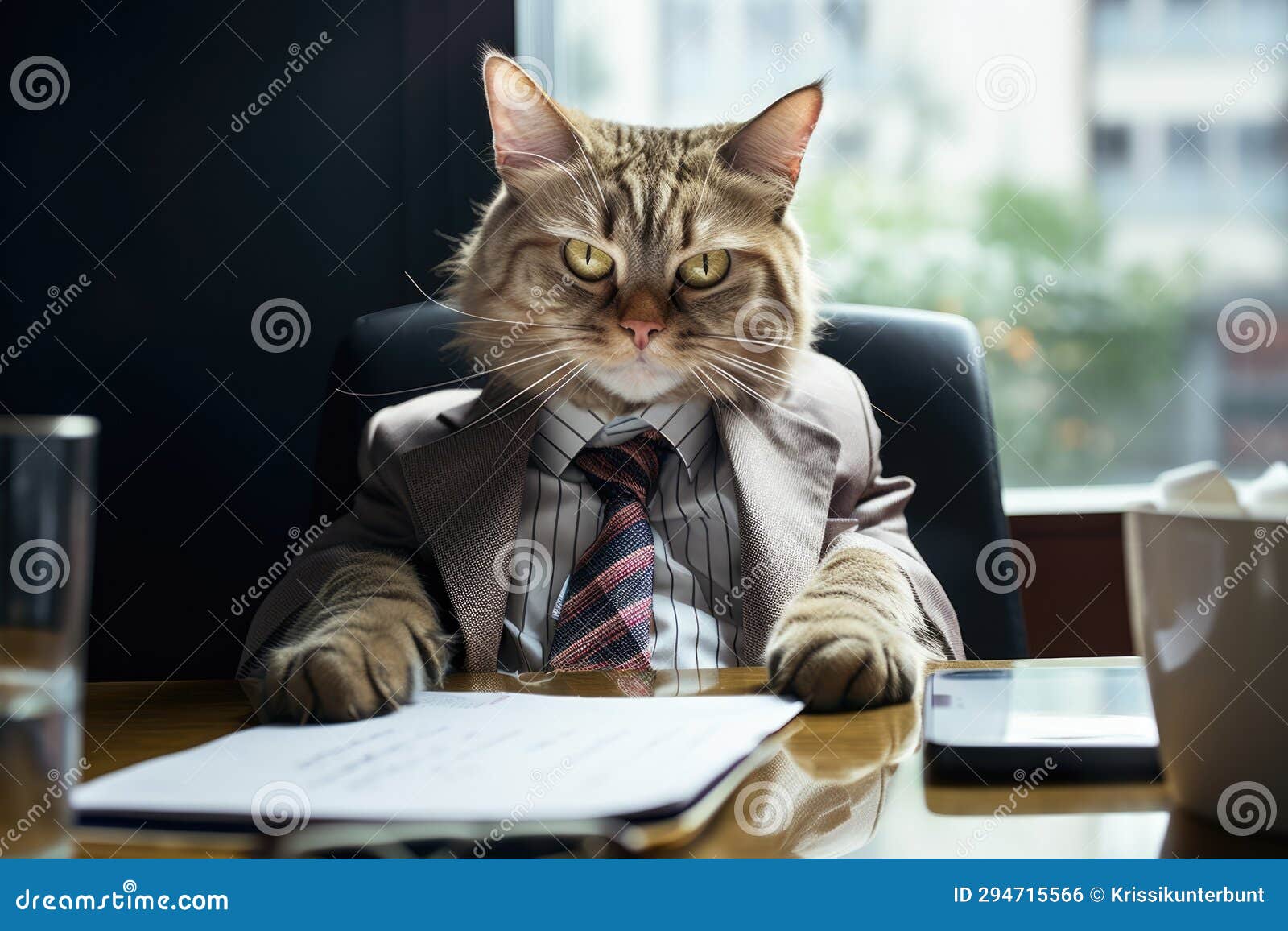 Business Cat in the Office AI Generated Stock Illustration ...