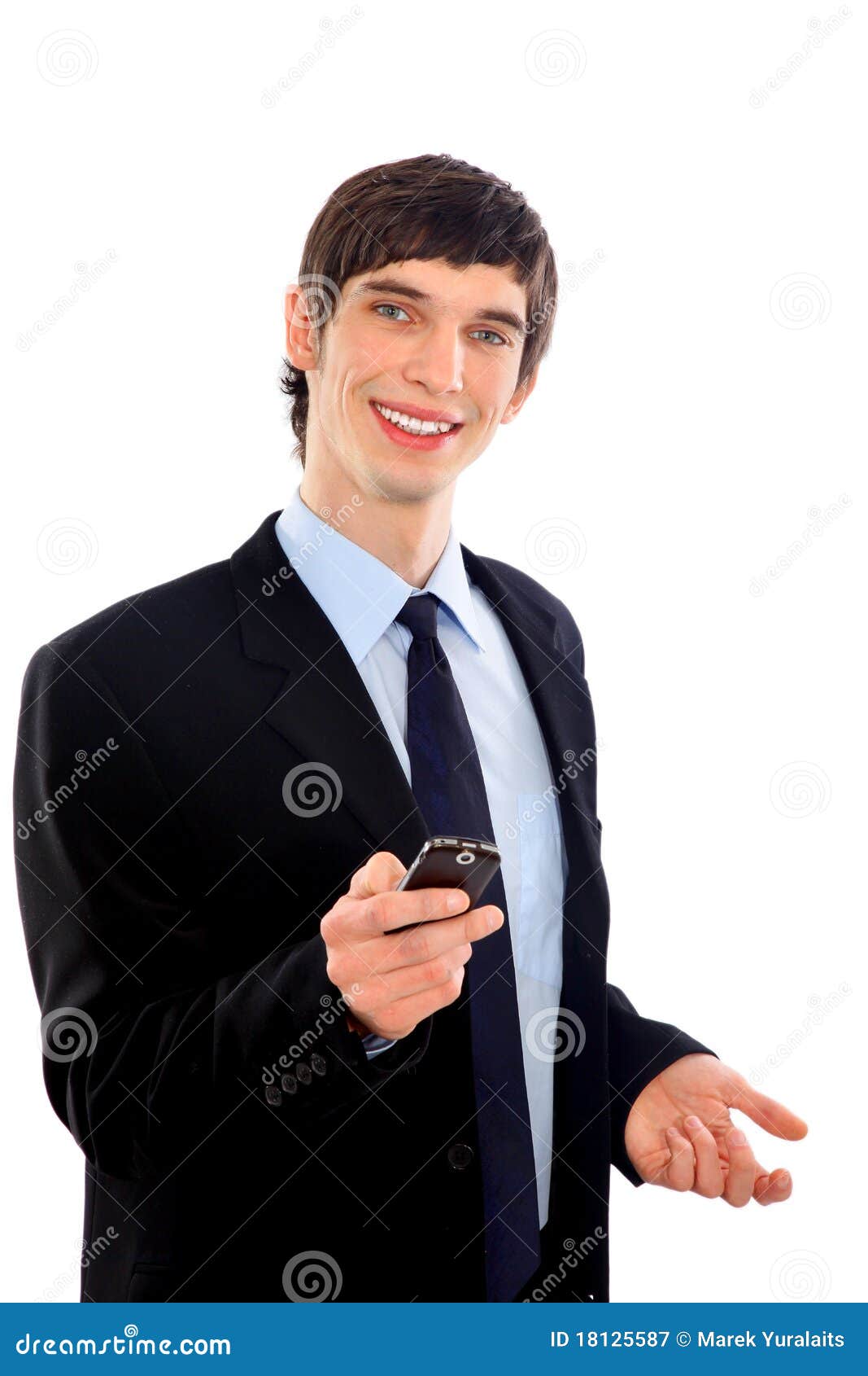 Business Cell Man Phone Smiling Using Young Στοκ Εικόνα - εικόνα από ...