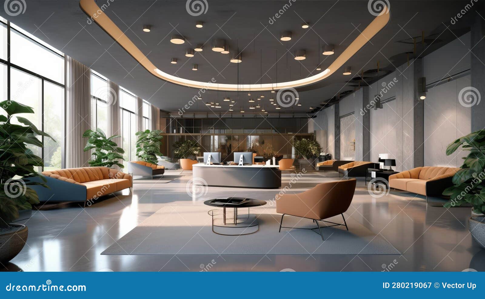 Business Center Reception Design. Generative AI Stock Illustration ...