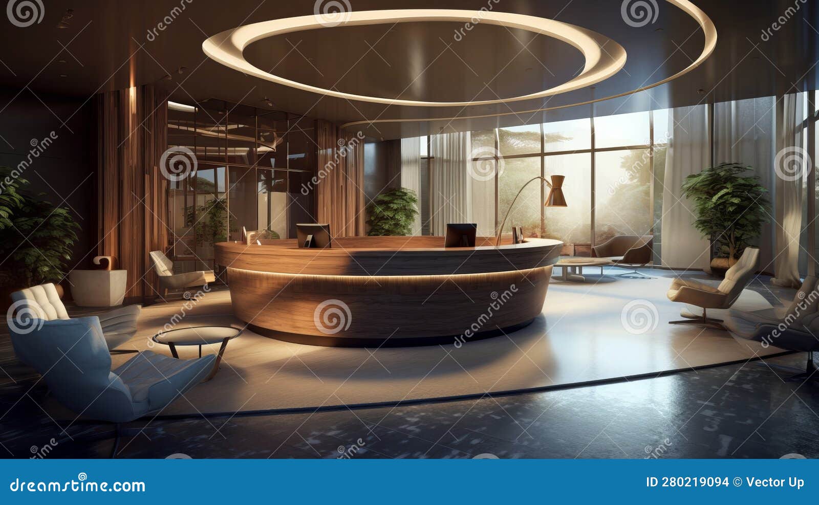 Business Center Reception Design. Generative AI Stock Illustration ...