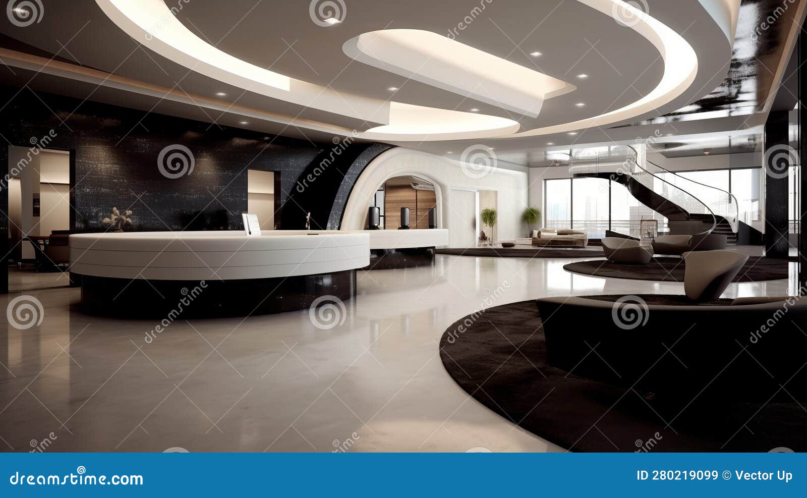 Business Center Reception Design. Generative AI Stock Illustration ...