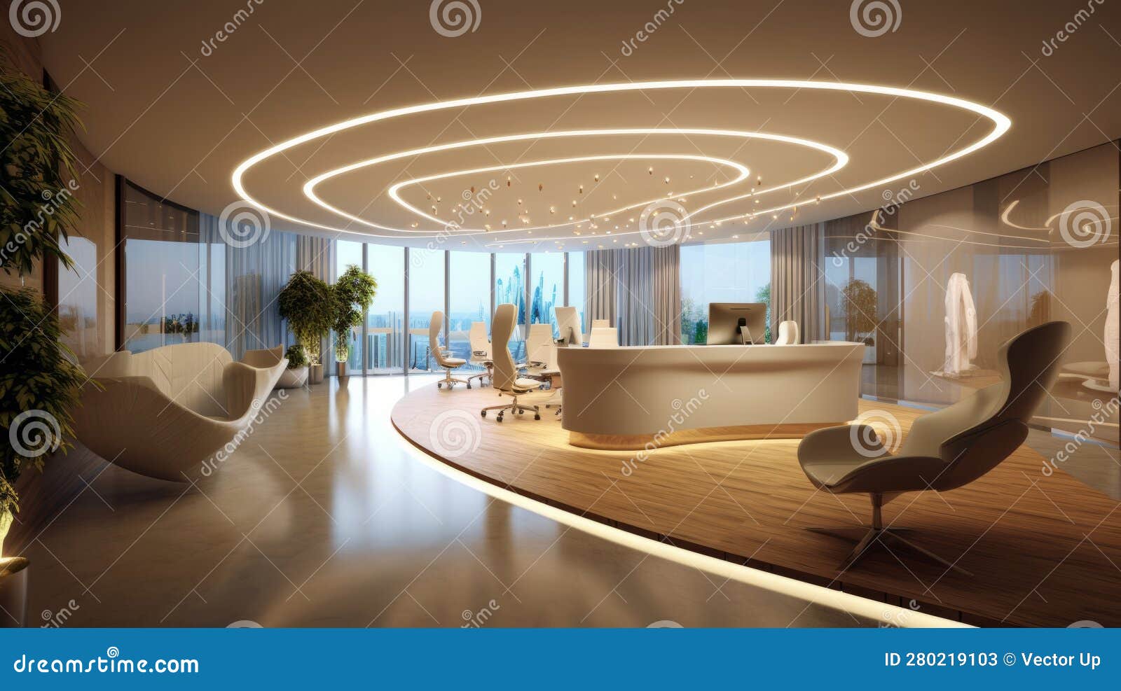 Business Center Reception Design. Generative AI Stock Illustration ...