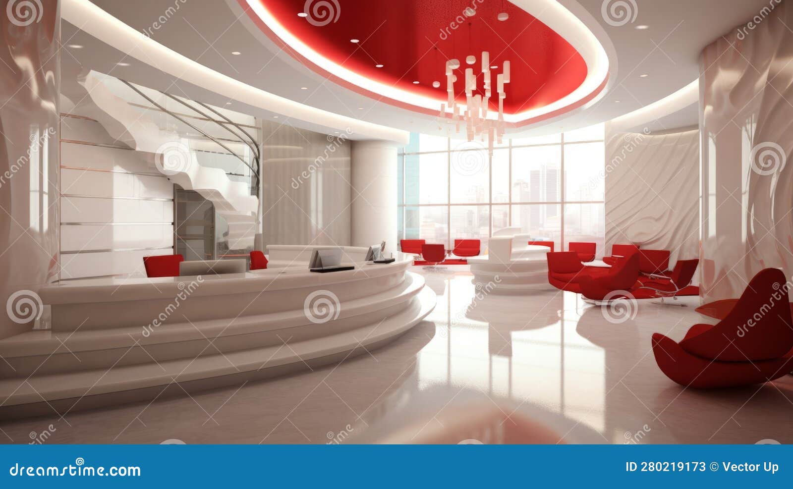 Business Center Reception Design. Generative AI Stock Illustration ...