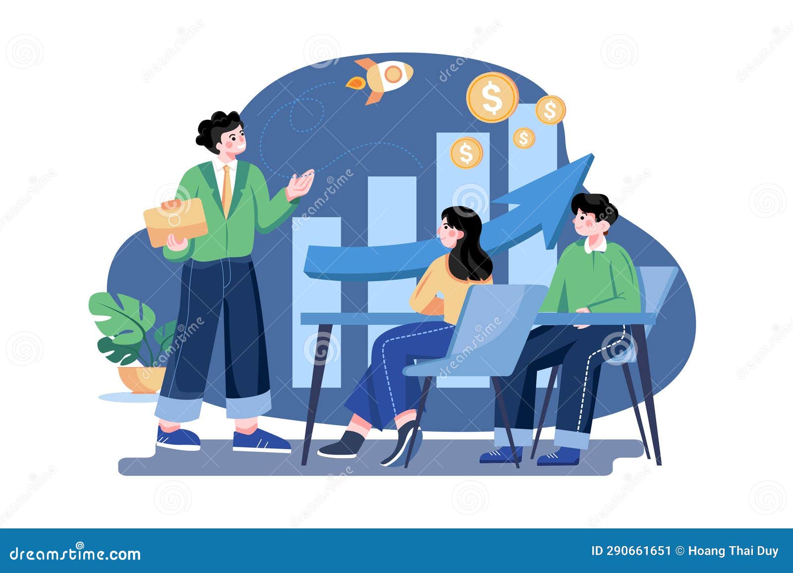 Business CEO Analyzing Business Growth Graph Stock Vector ...