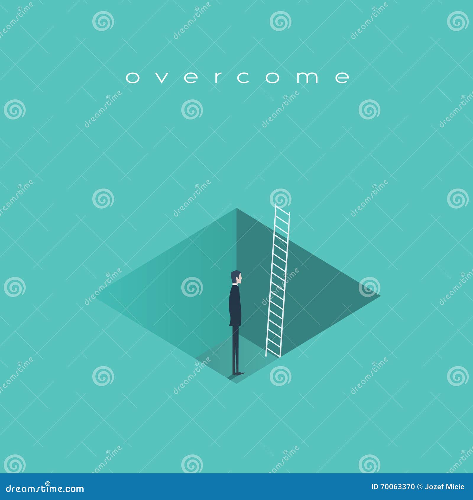 Business Challenge Concept, Man Standing in a Hole with Ladder. Finding ...