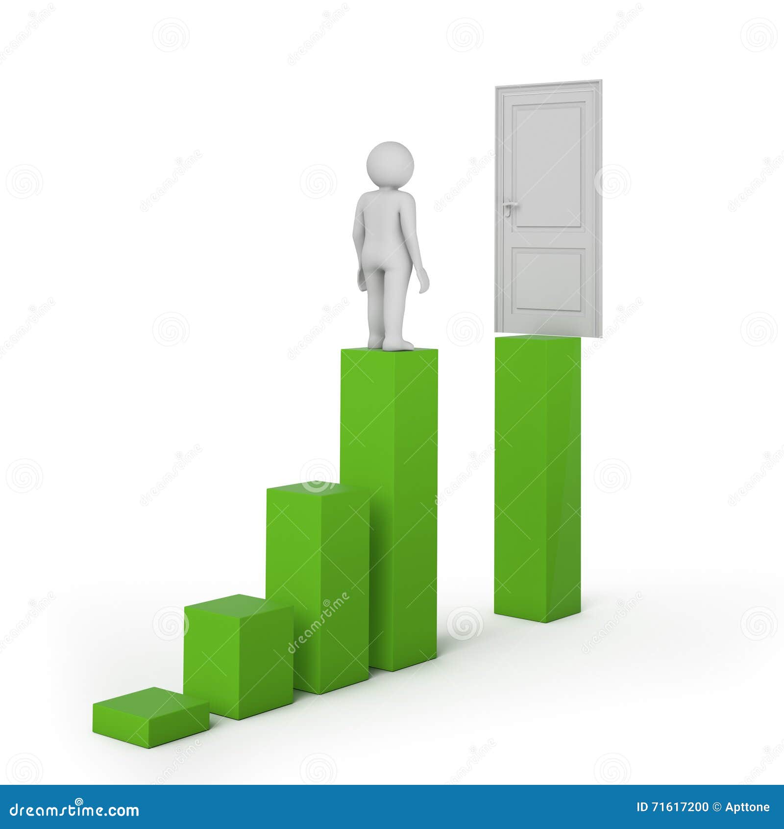 Business Challenge Concept with Man Standing on Stairs. 3D Rendering ...