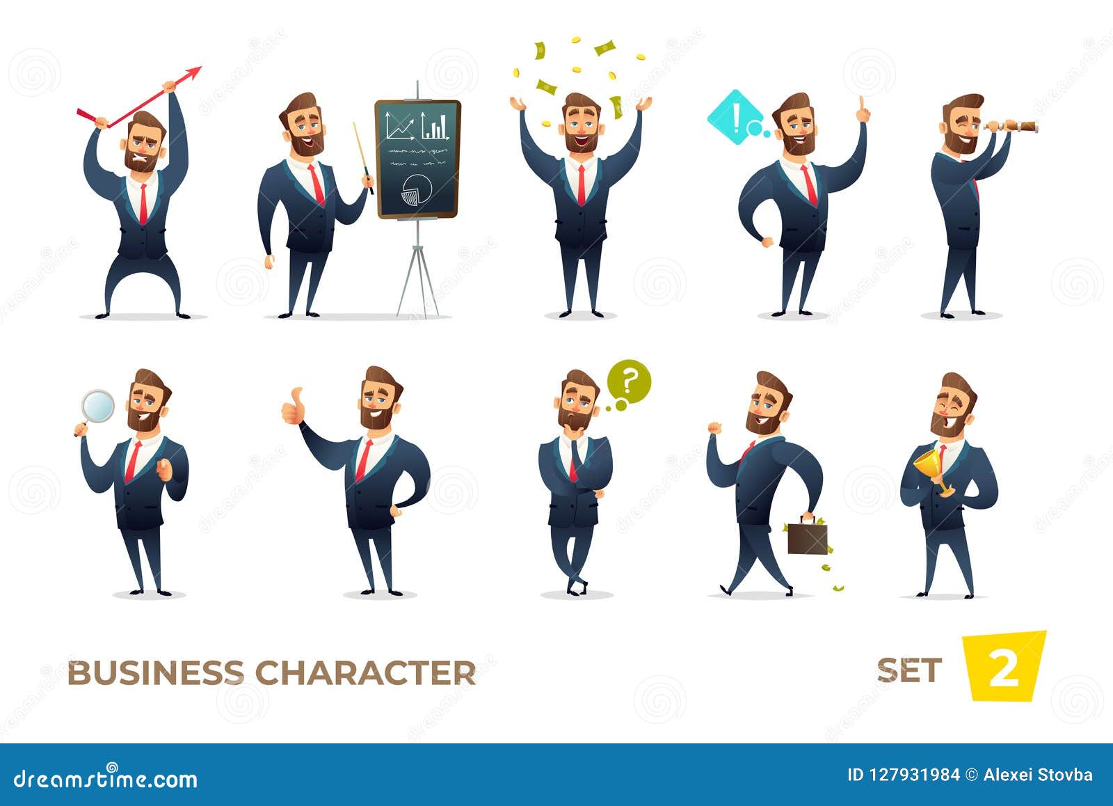 Businessman Character Vector Set. Business Man Characters In Presenting ...