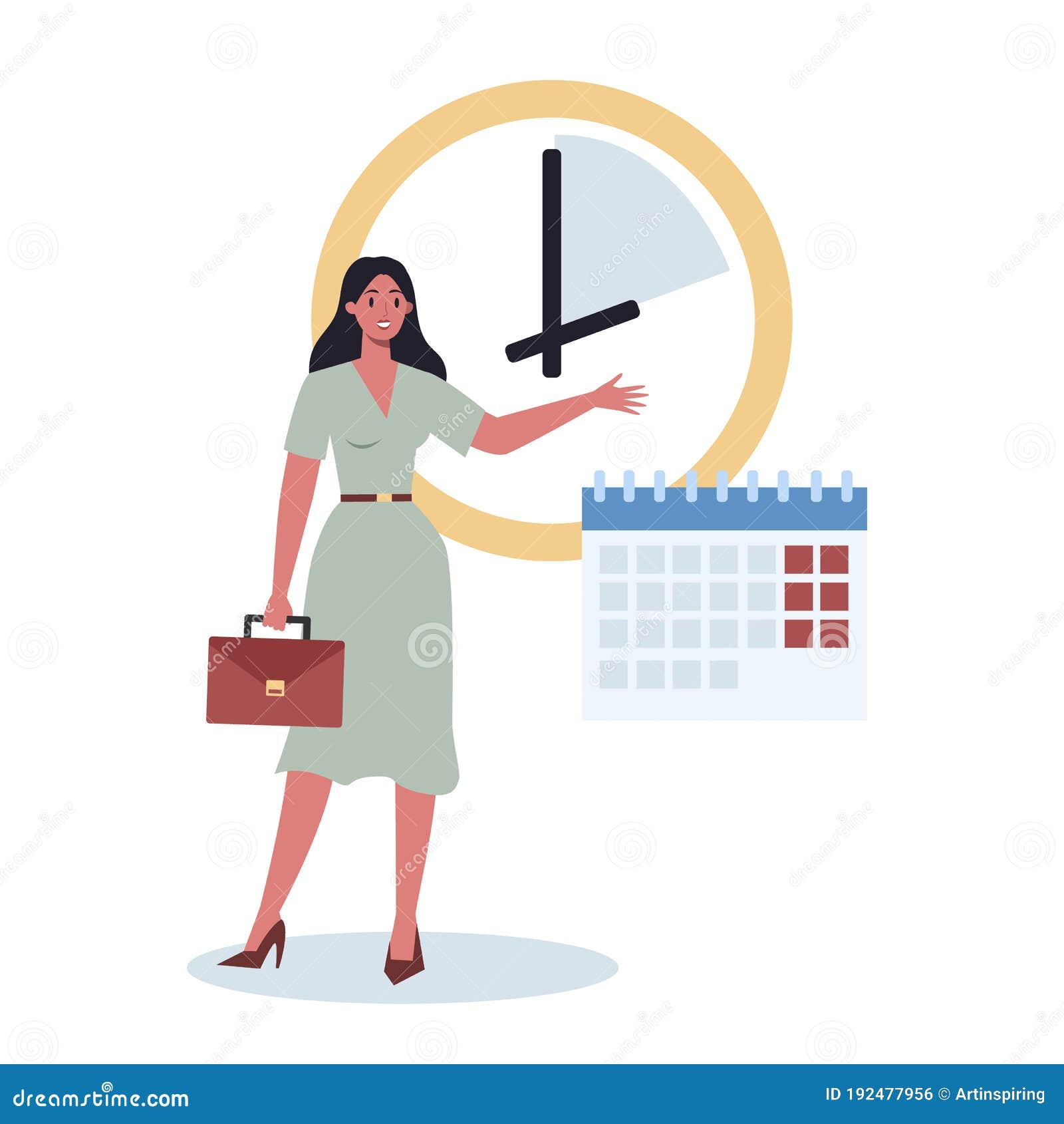 Business Character with a Clock. Work Effectivity and Planning Stock ...