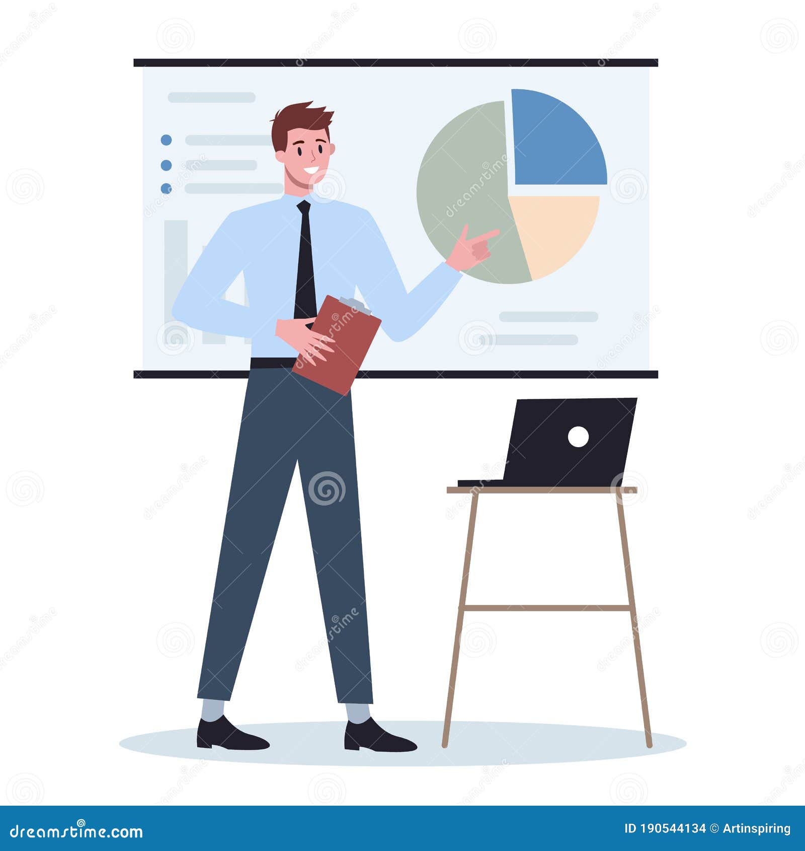 Business Character Making Presentation in Front of Group of Co-worker ...