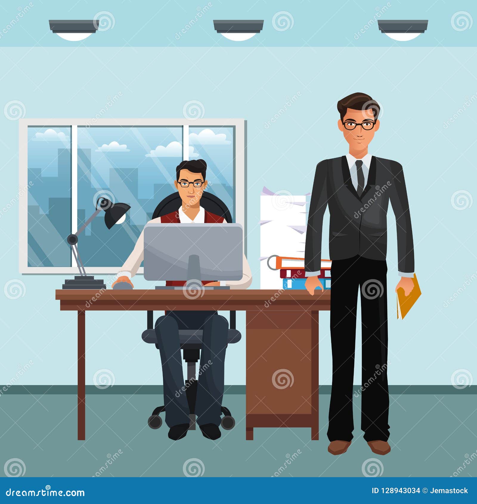 Business Character in Office Scenario Stock Vector - Illustration of ...