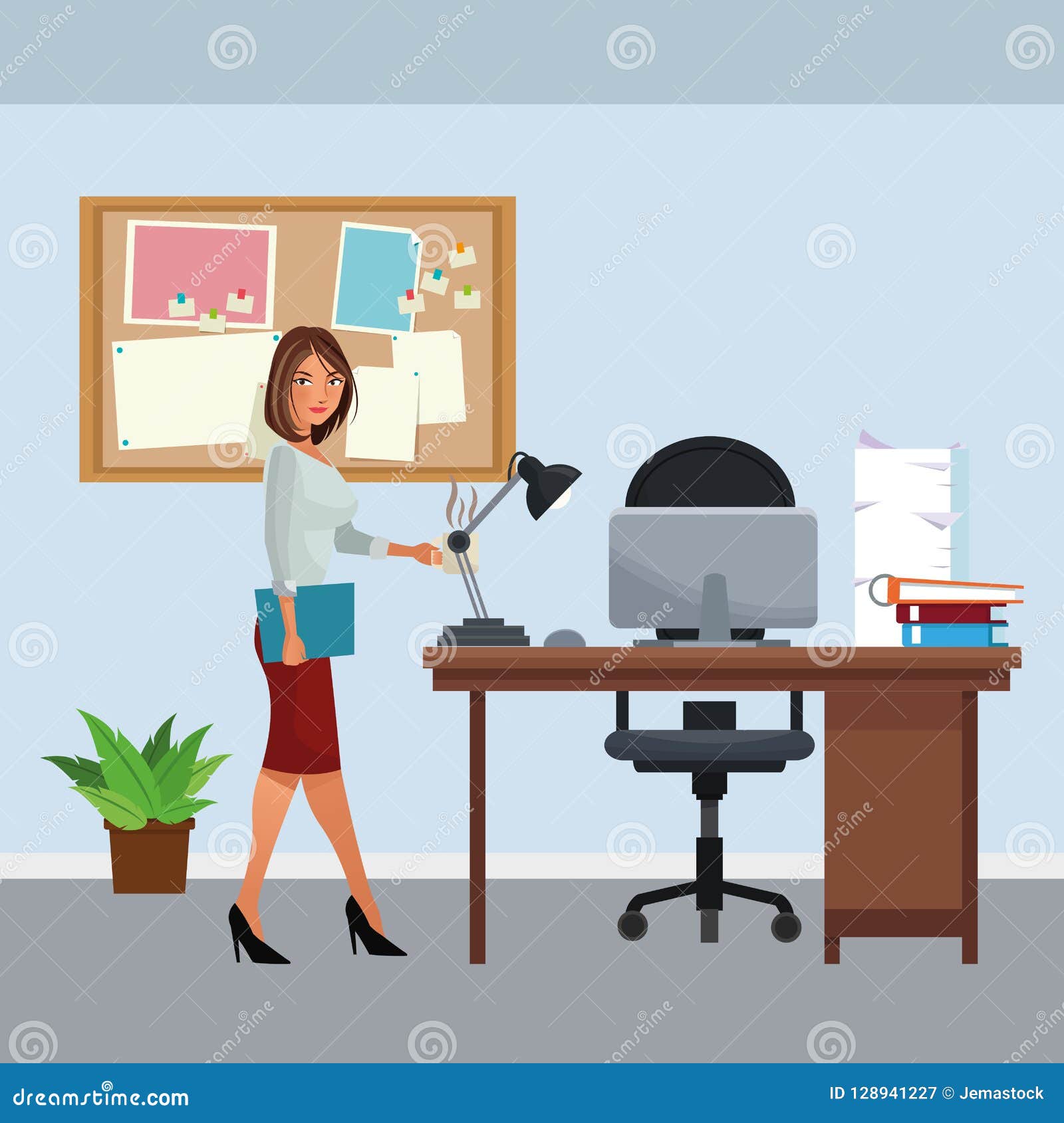 Business Character in Office Scenario Stock Vector - Illustration of ...