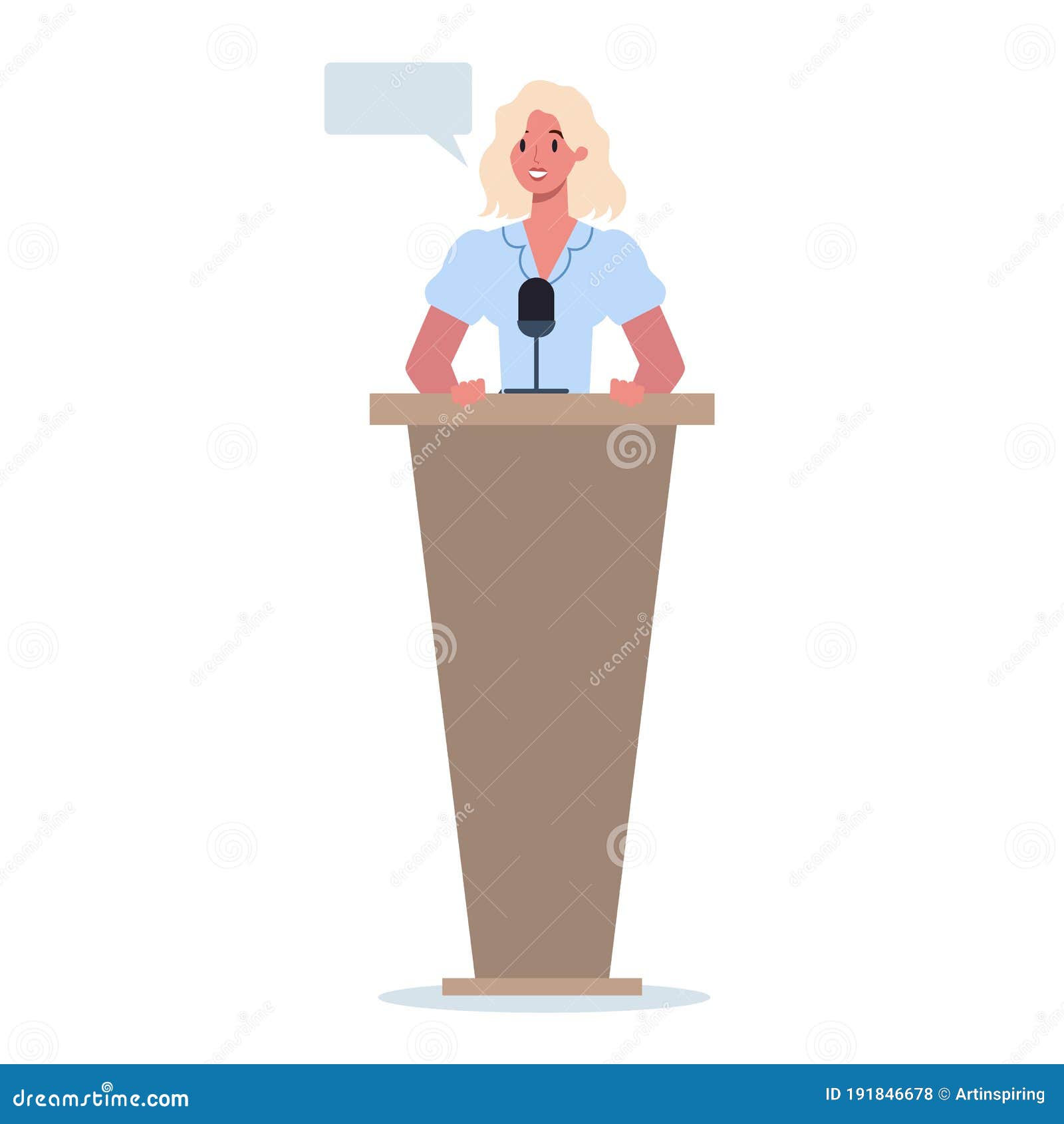 Business Character Standing Behind a Lectern. Office Worker Perform ...