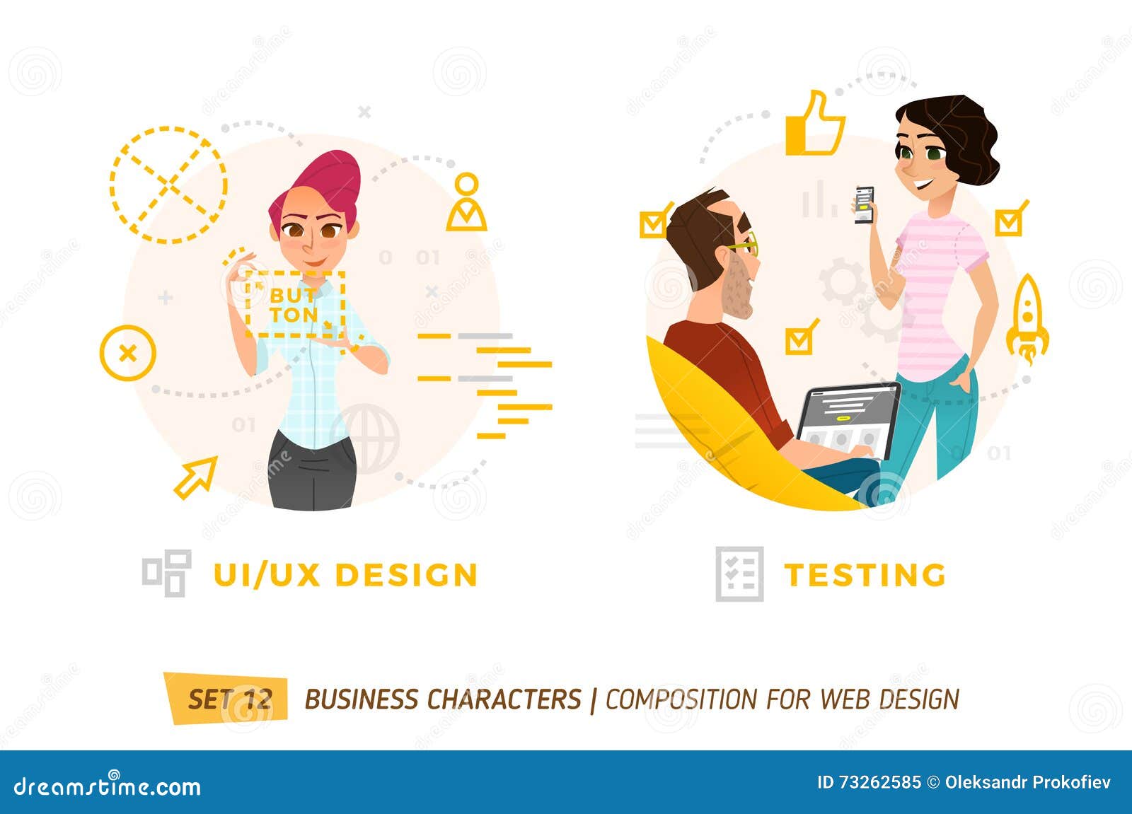Business Characters in Circle. Stock Vector - Illustration of launch ...