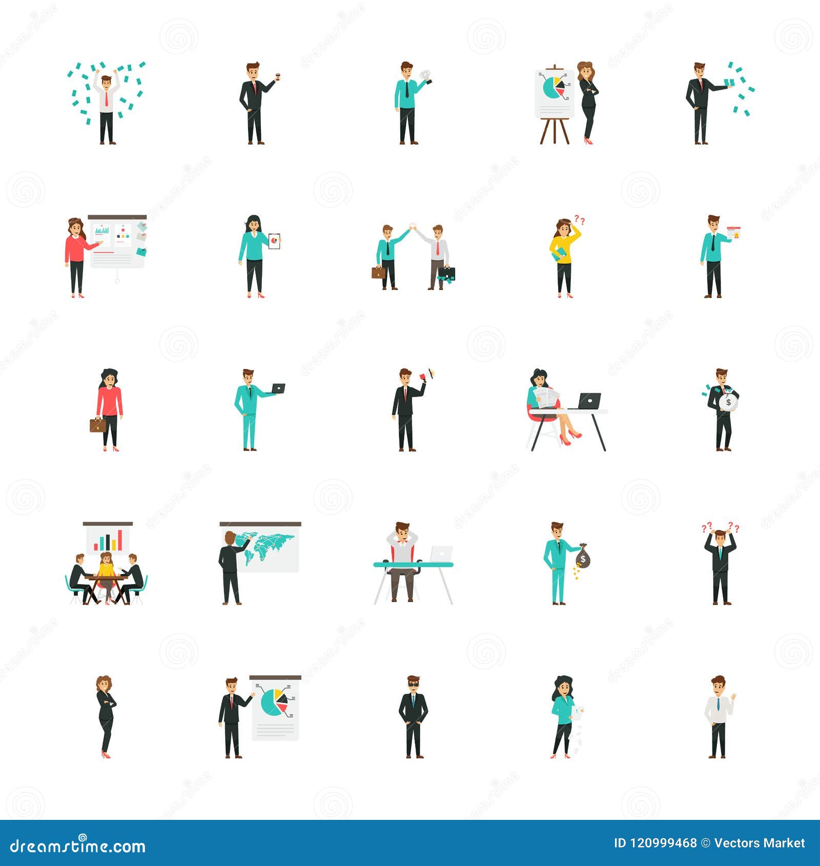 Business Characters Flat Icons Collection Stock Illustration ...