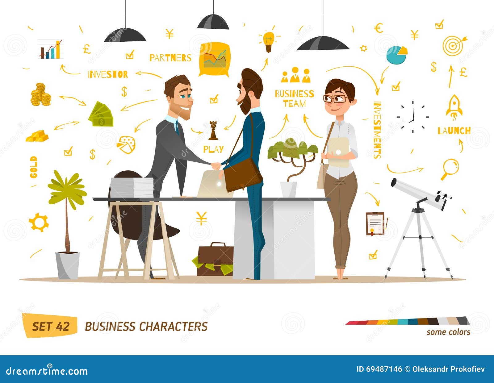 Business characters scene stock vector. Illustration of partners - 69487146