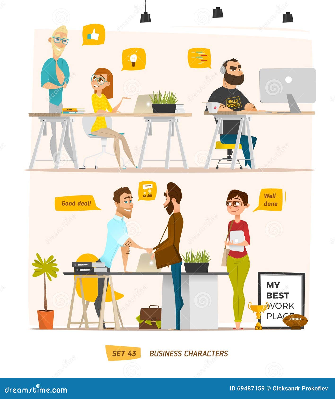 Business characters scene stock vector. Illustration of moment - 69487159