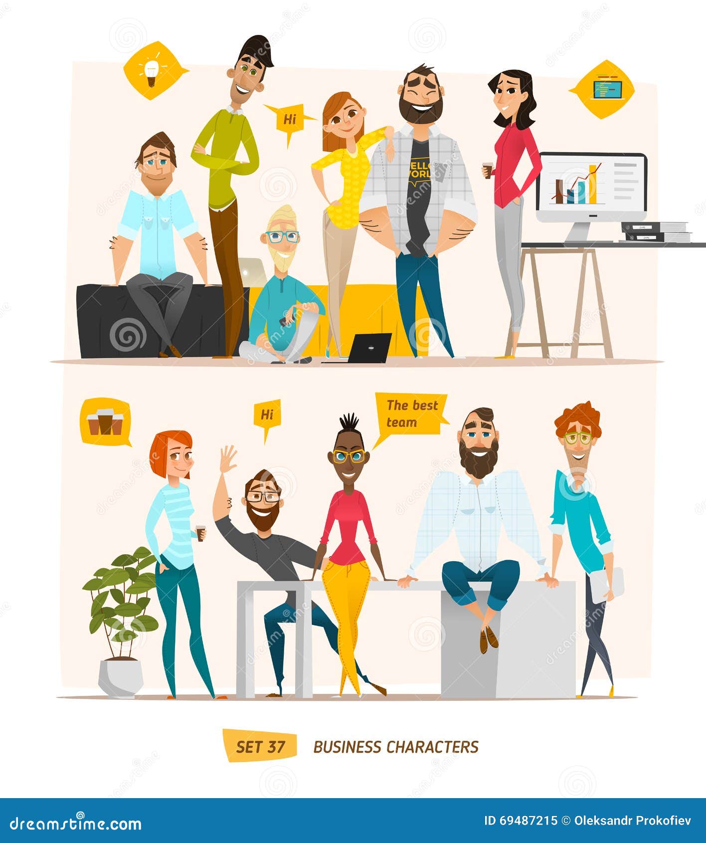 Business Characters Team Work Vector. Planning Team Work At The Scrum ...