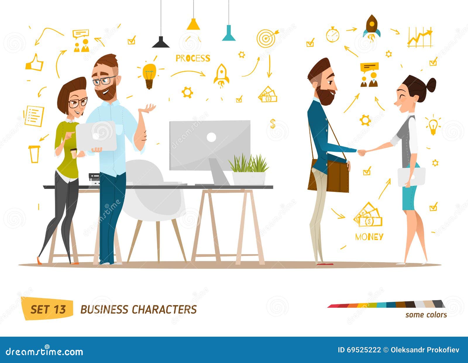 Business characters set stock vector. Illustration of icons - 69525222