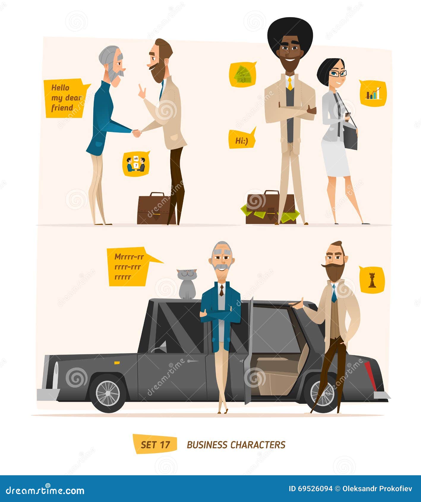 Business characters set stock vector. Illustration of girl - 69526094