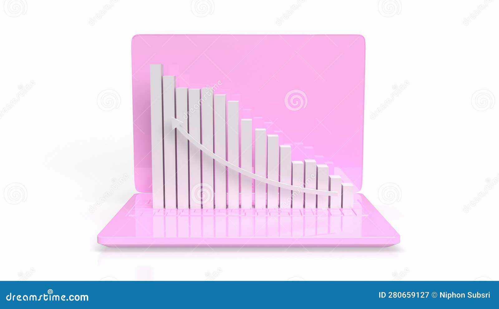 The White Business Chart on Pink Notebook 3d Rendering Stock ...