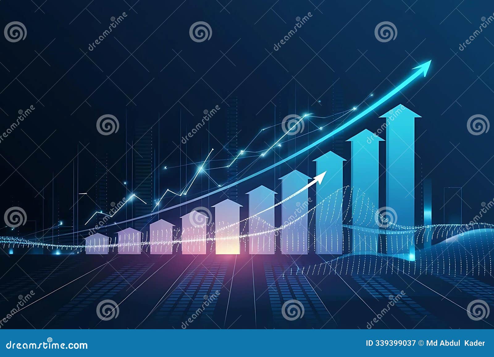 Business chart with arrow stock illustration. Illustration of chart ...