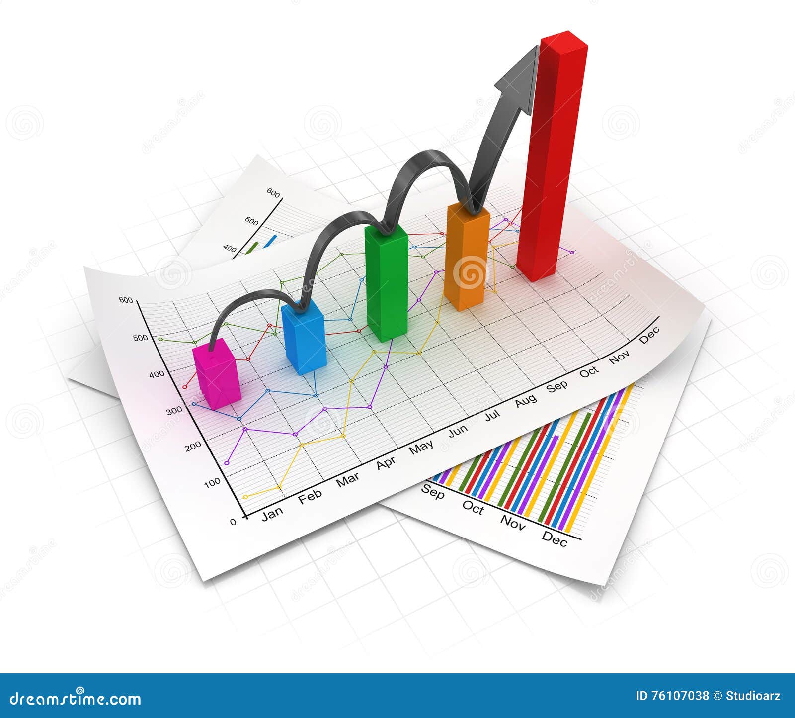 Business Chart and Documents Stock Illustration - Illustration of paper ...