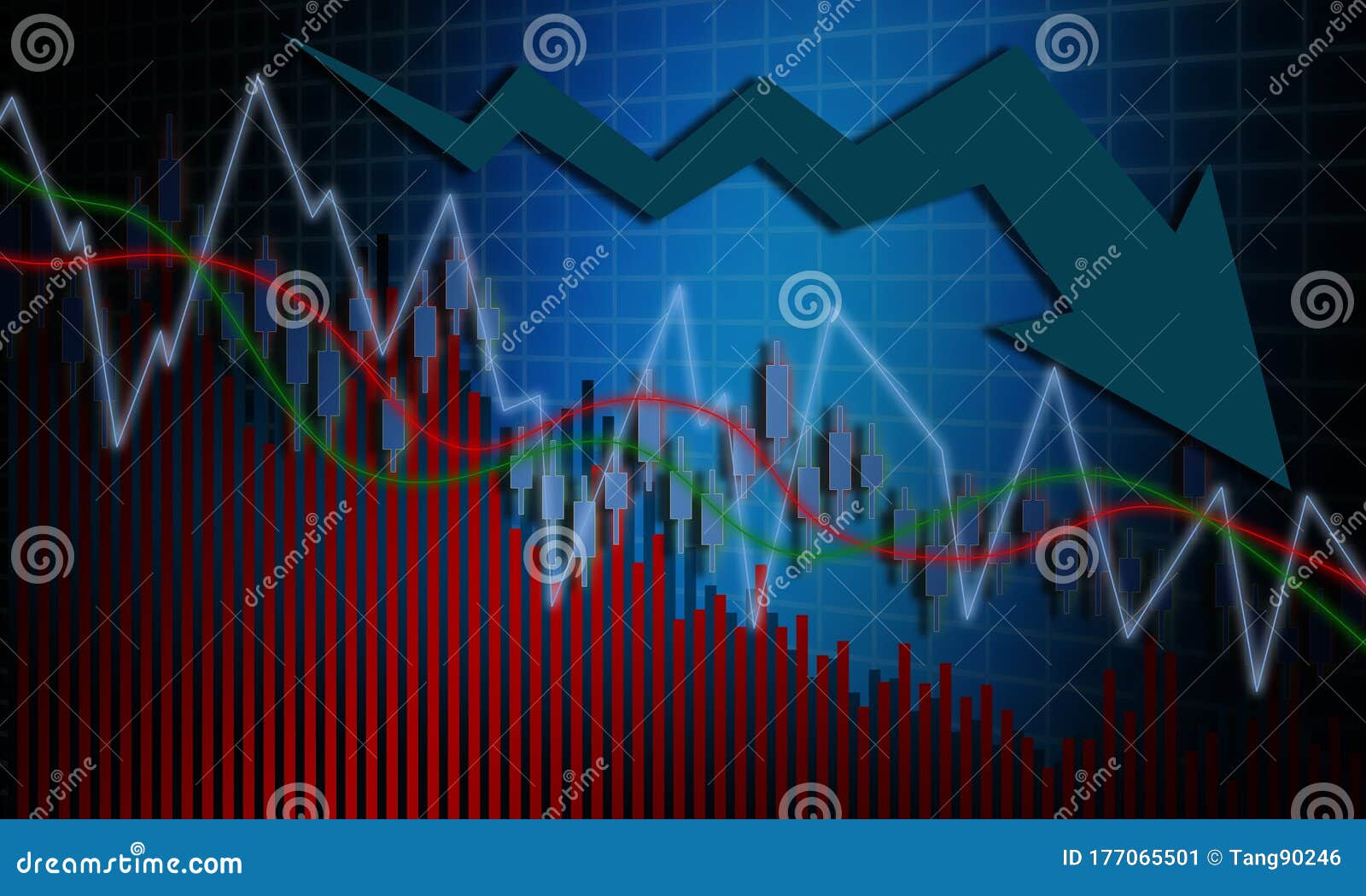 Business Chart with Downwards Arrow Stock Illustration - Illustration ...