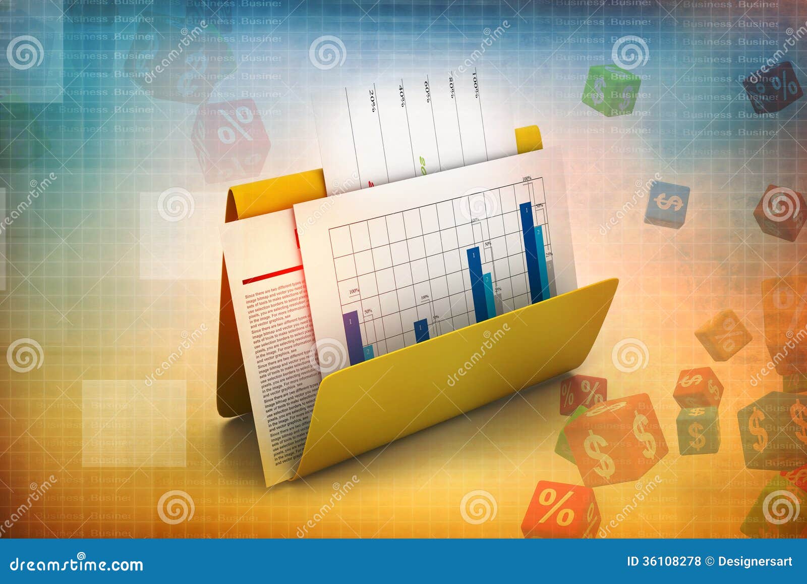 Business chart in folder stock illustration. Illustration of business ...