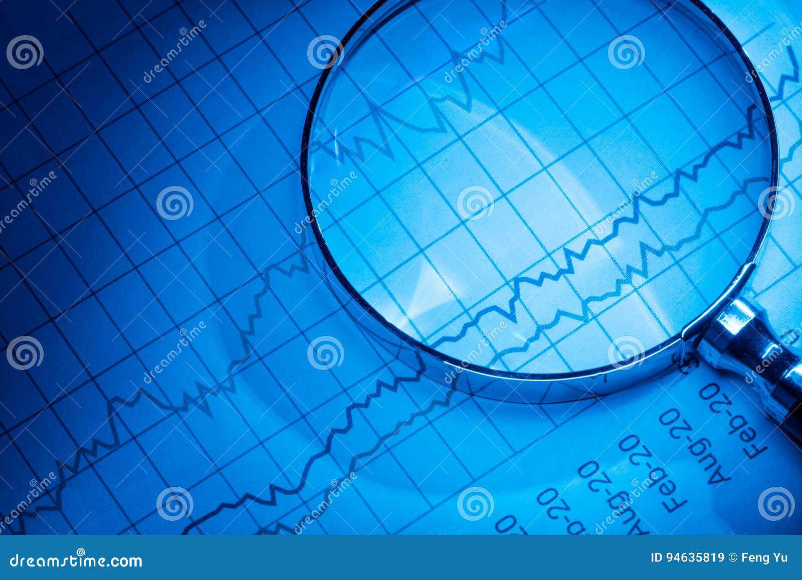 Business Chart and Magnifying Glass Stock Image - Image of goal ...