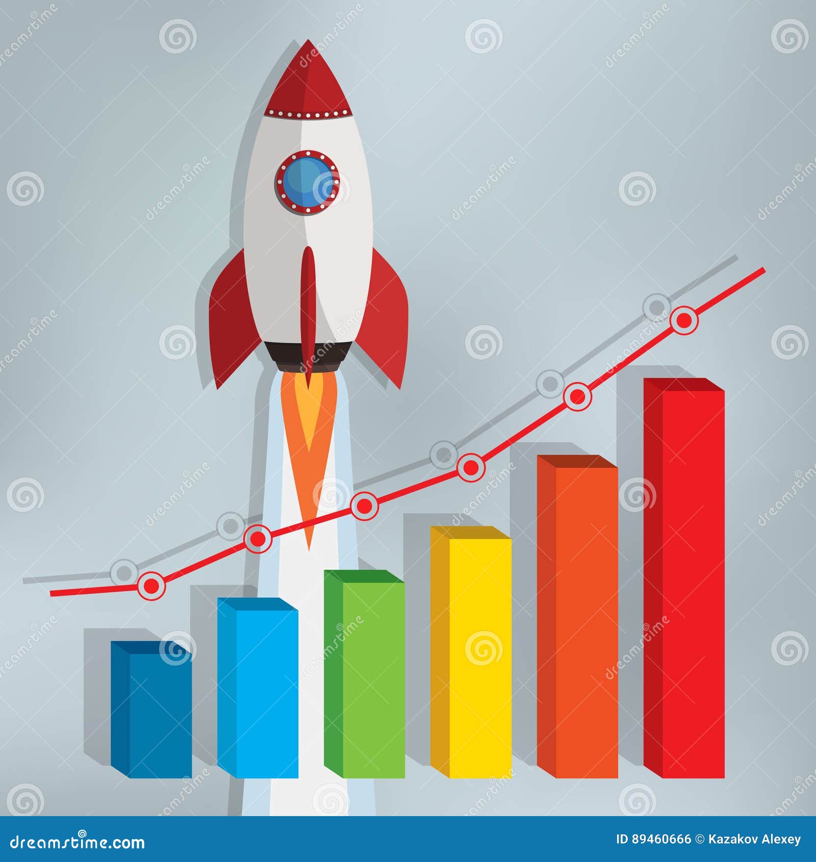 Business Chart with a Rocket Going Up. Stock Vector - Illustration of ...