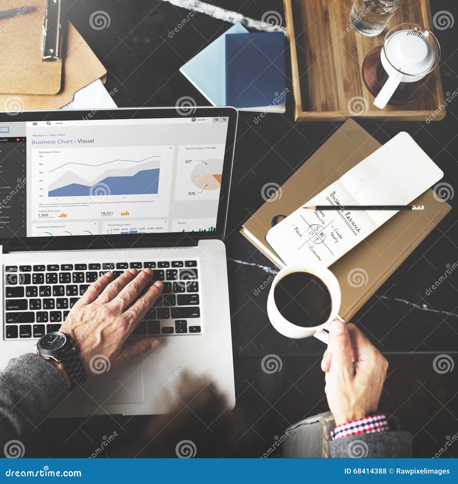 Business Chart Working Laptop Analysis Internet Concept Stock Photo ...