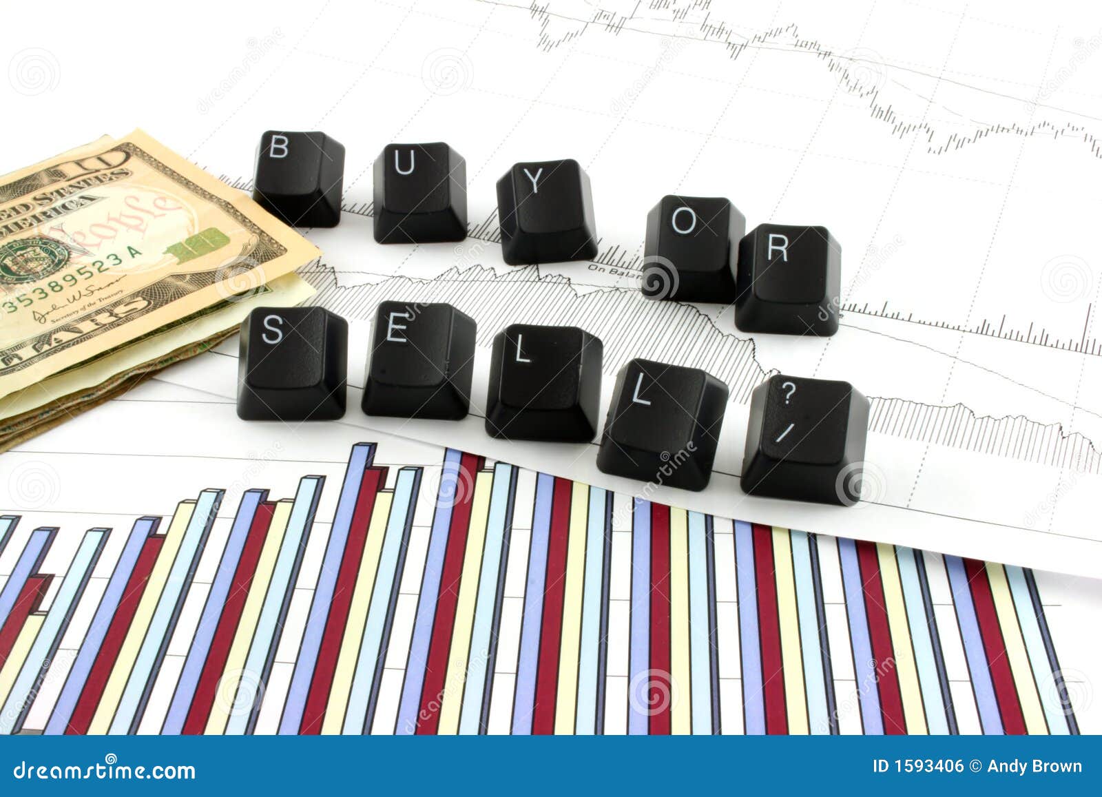 Business Charts with BUY or SELL Stock Photo - Image of funds, budget ...
