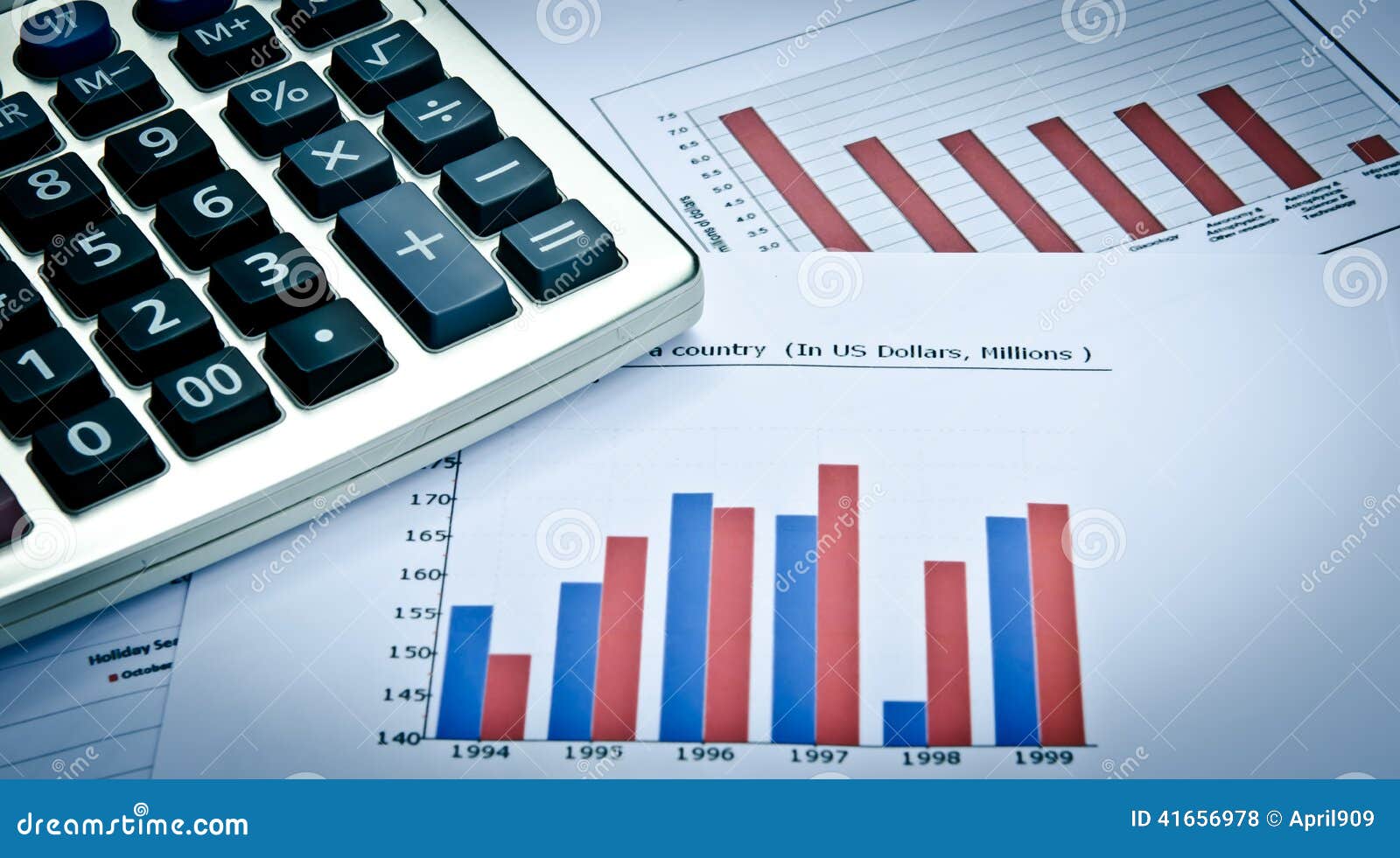Business Charts and Graphs with Calculator Stock Photo - Image of ...