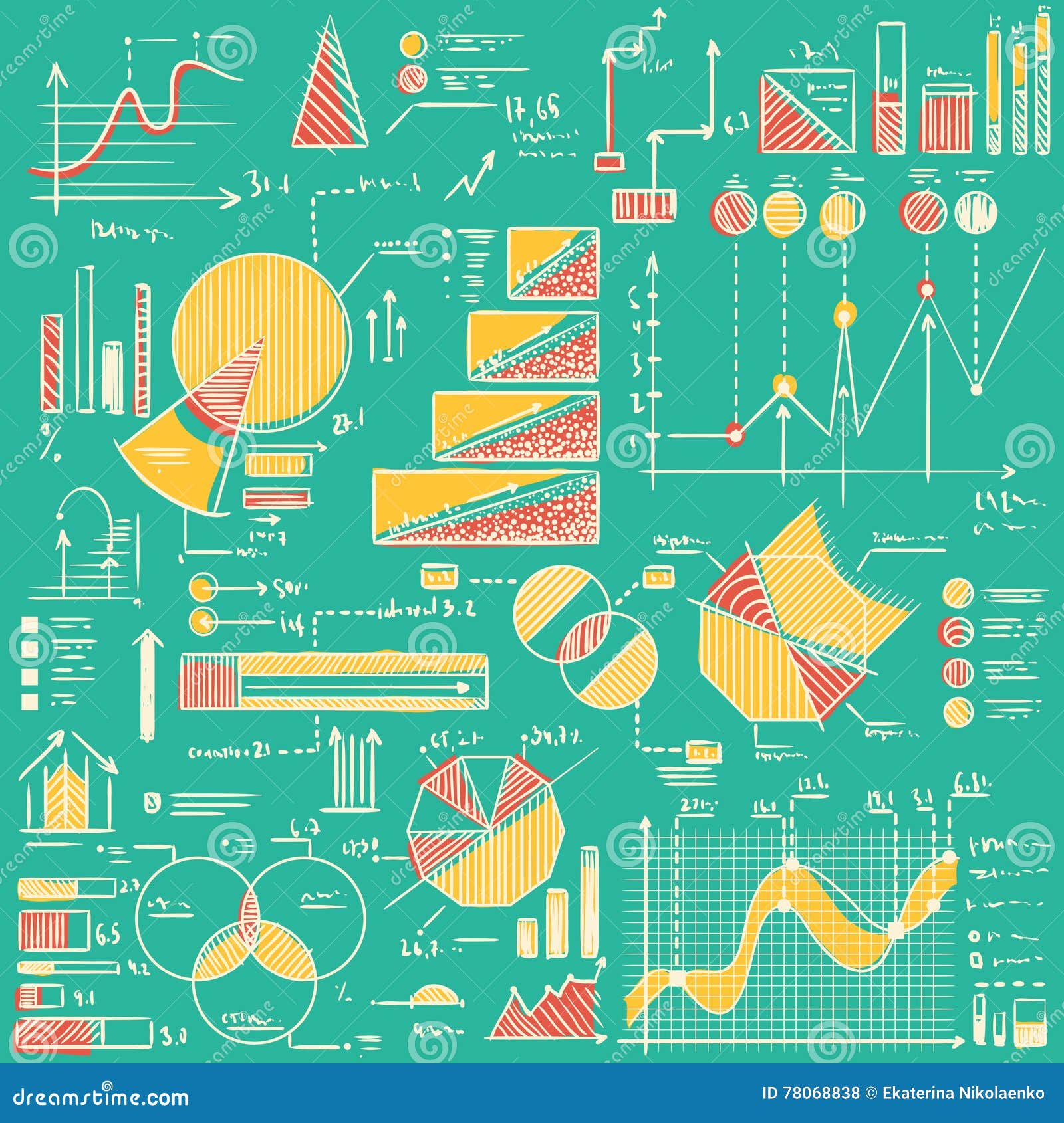 Business Charts, Graphs, Stats Doodles Set. Stock Vector - Illustration ...