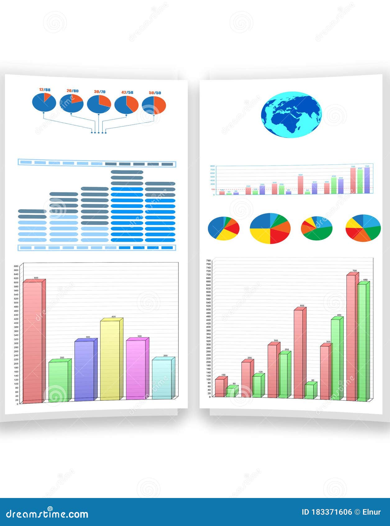Business Charts and Infographics - 3d Rendering Stock Illustration ...