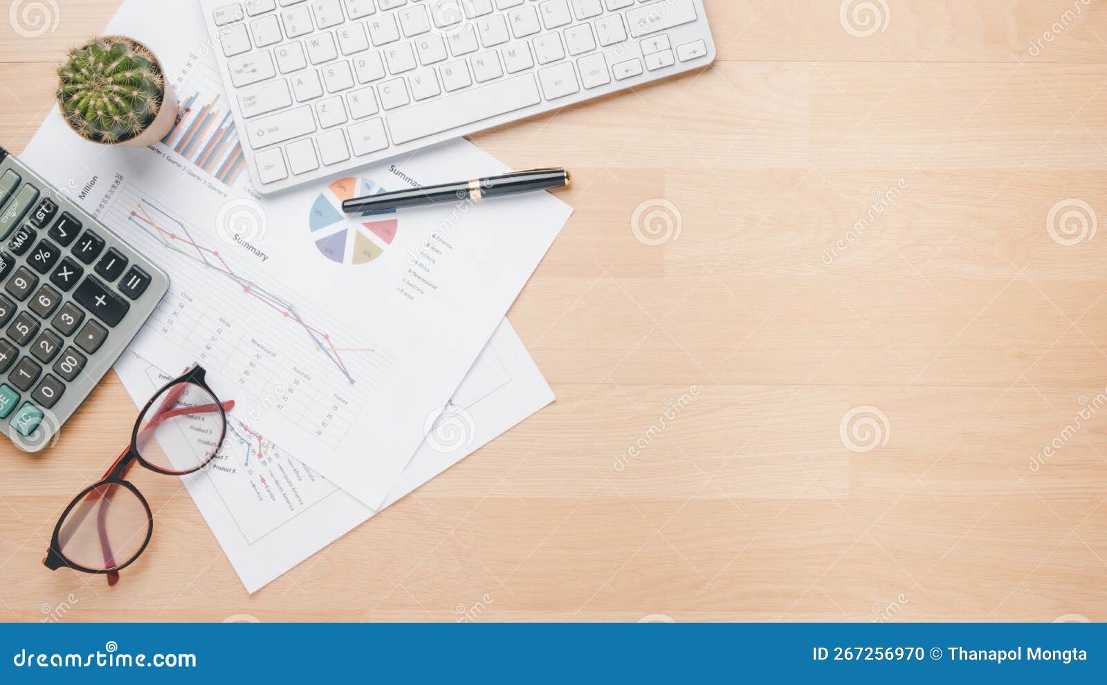Business Charts and Reports on Office Desk Workplace Stock Photo ...