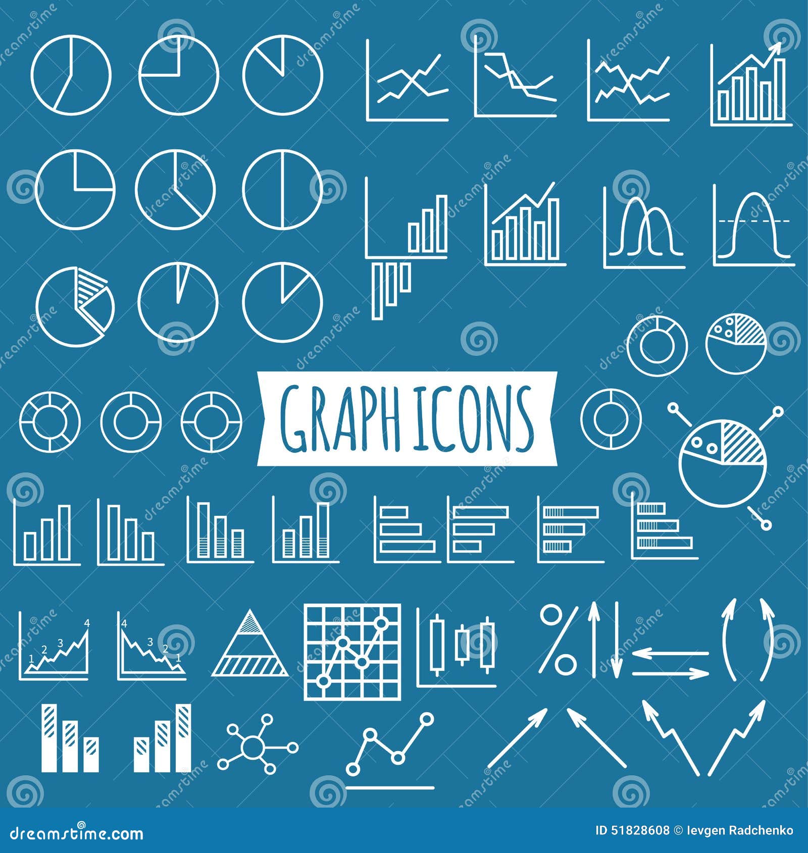 Business Charts. Set of Thin Line Graph Icons Stock Vector ...
