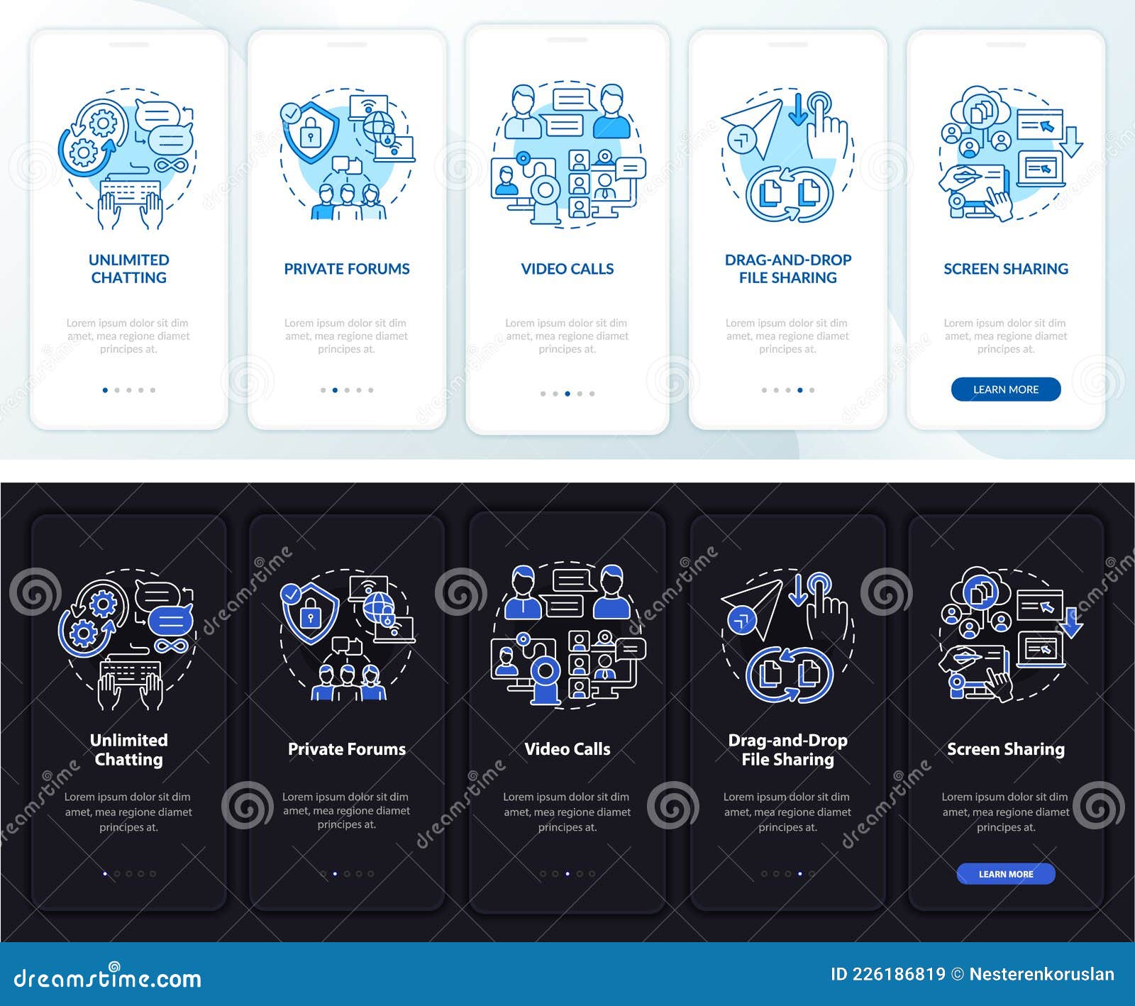 Business Chat Service Onboarding Mobile App Page Screen Stock Vector ...